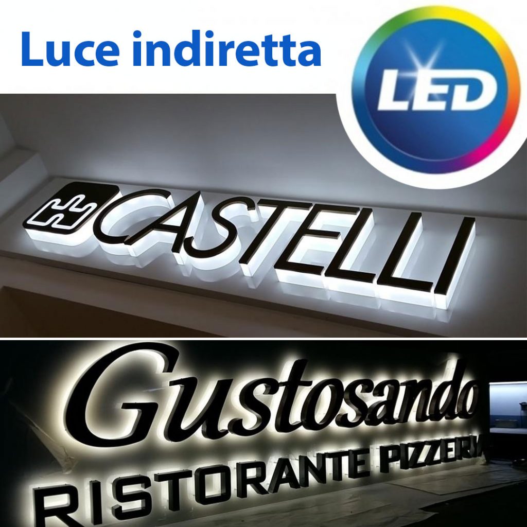 Insegna traforata in dibond luminosa bordo in plex - SignFactory
